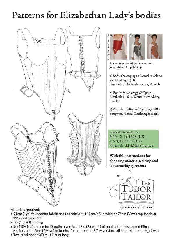 Pattern for Elizabethan lady's bodies with variations, nowadays called ...