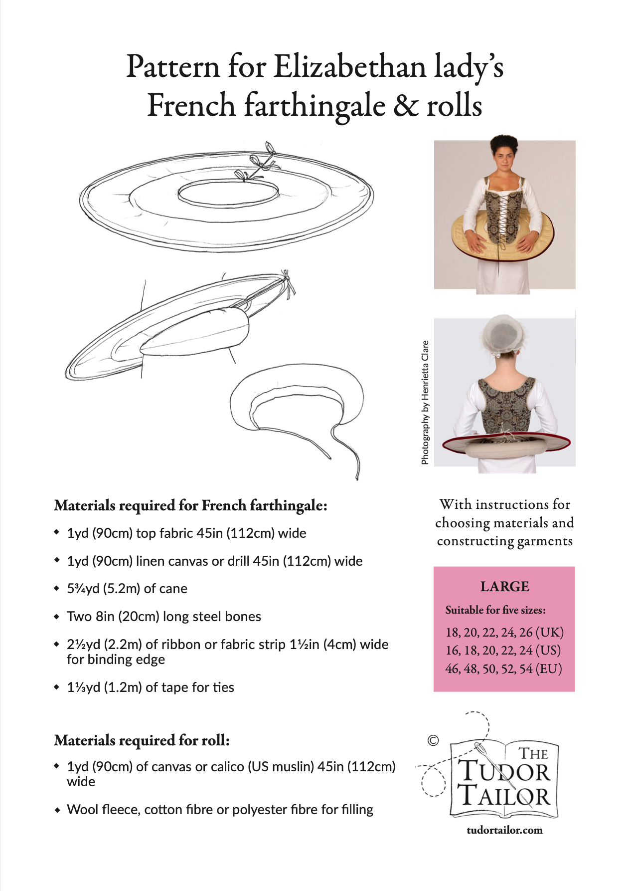 Pattern for Elizabethan lady's French farthingale & rolls - nowadays c ...