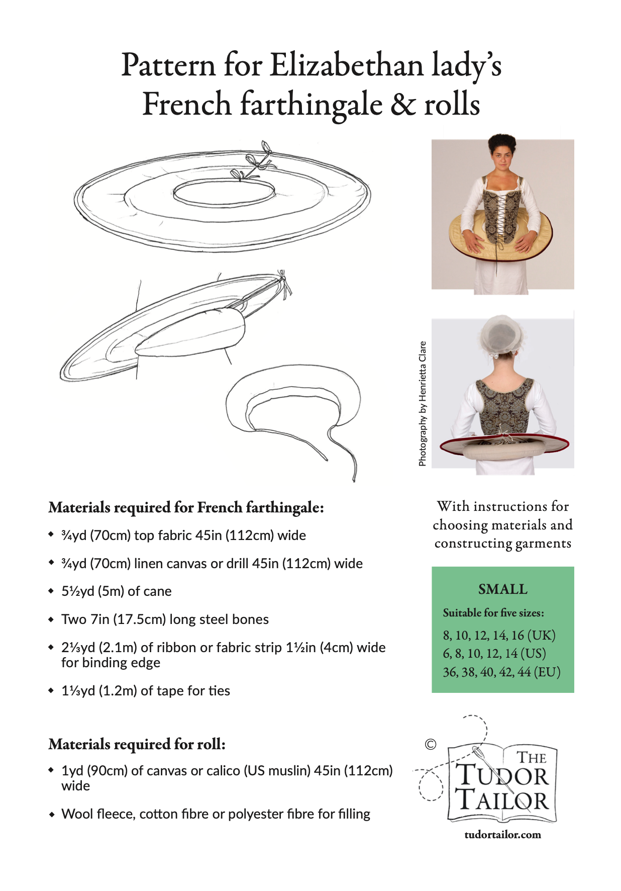 Pattern for Elizabethan lady's French farthingale & rolls - nowadays c – The Tudor Tailor