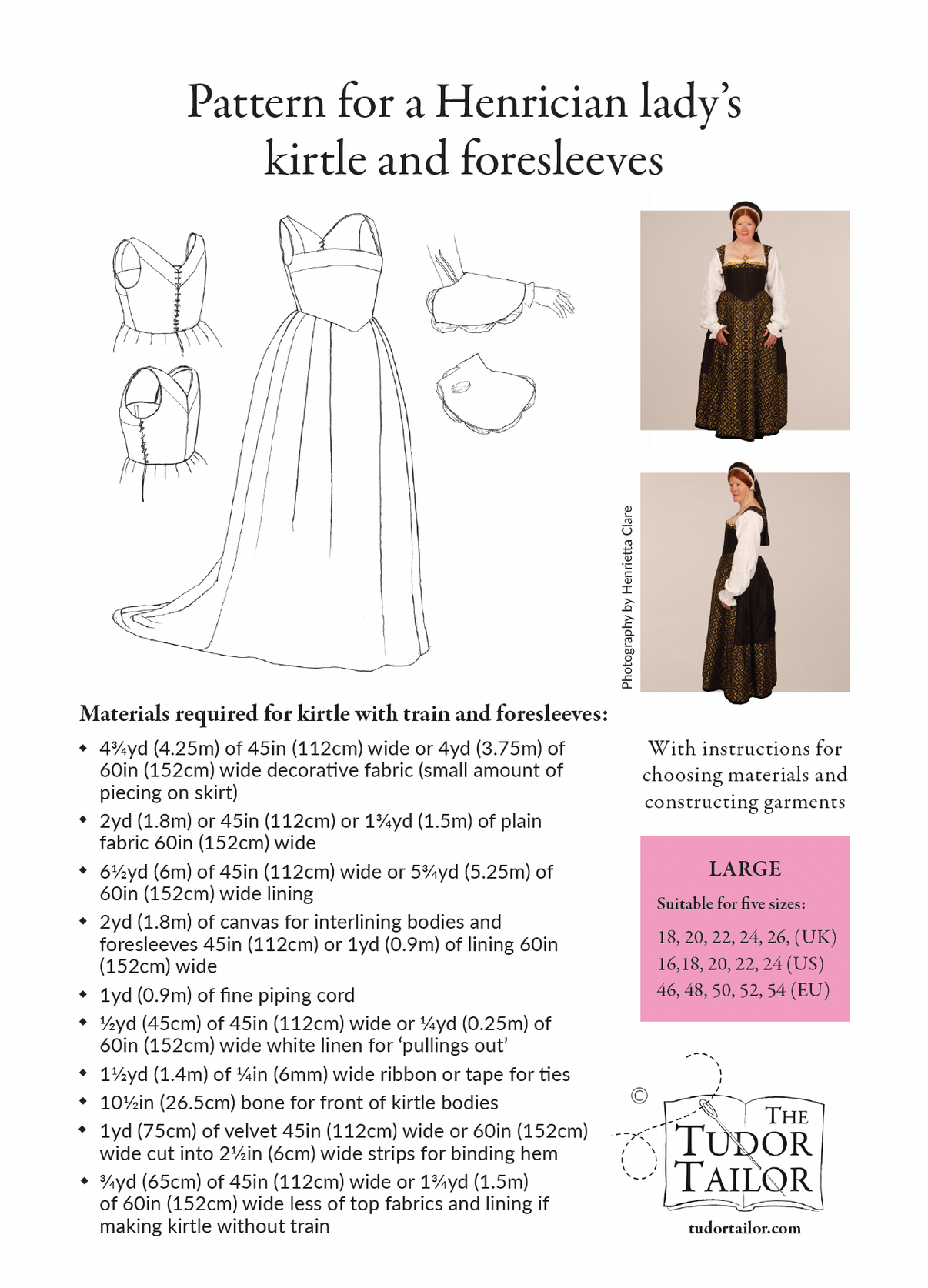 Pattern for Henrician lady's French kirtle & foresleeves – The Tudor Tailor