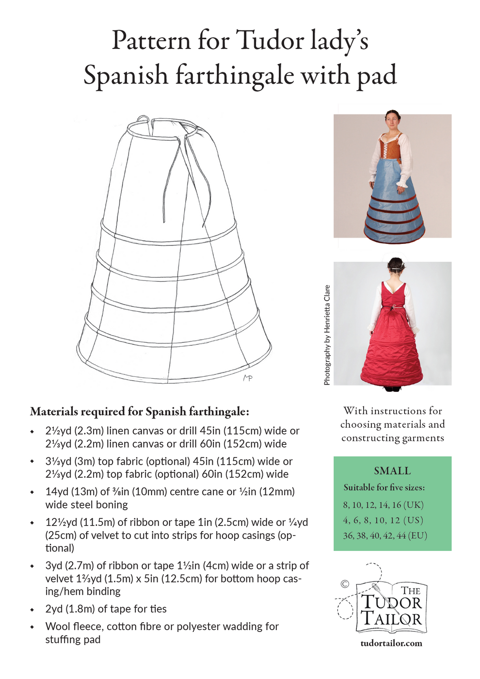 Pattern for Tudor & Elizabethan lady's Spanish farthingale & pad – The ...