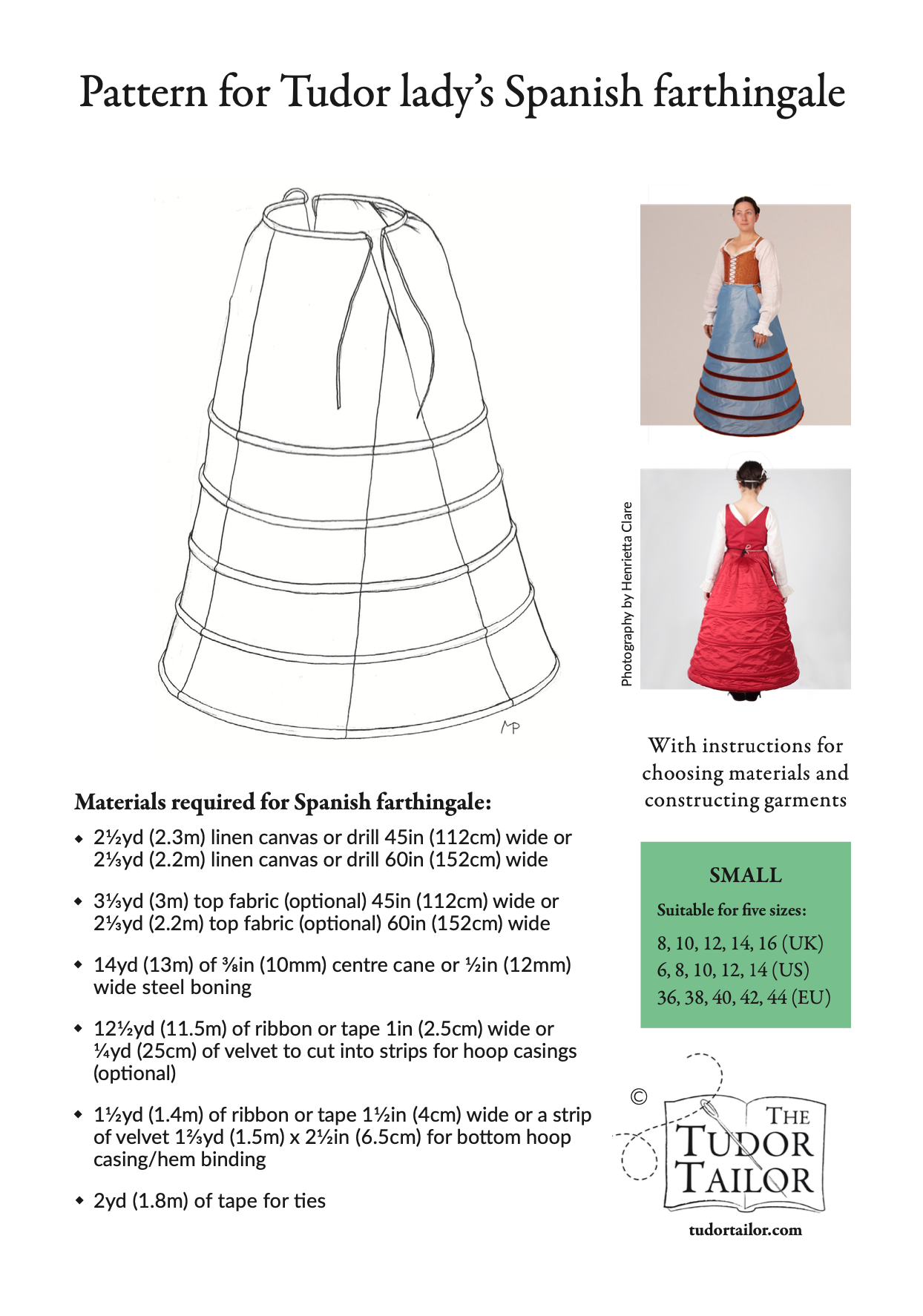 Pattern for Tudor & Elizabethan lady's Spanish farthingale & pad – The ...