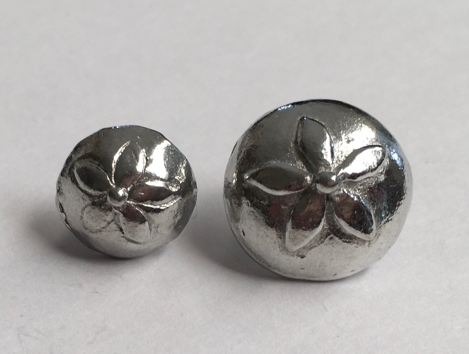 Set of 12 replica Tudor style pewter flower dome buttons for Renaissan ...