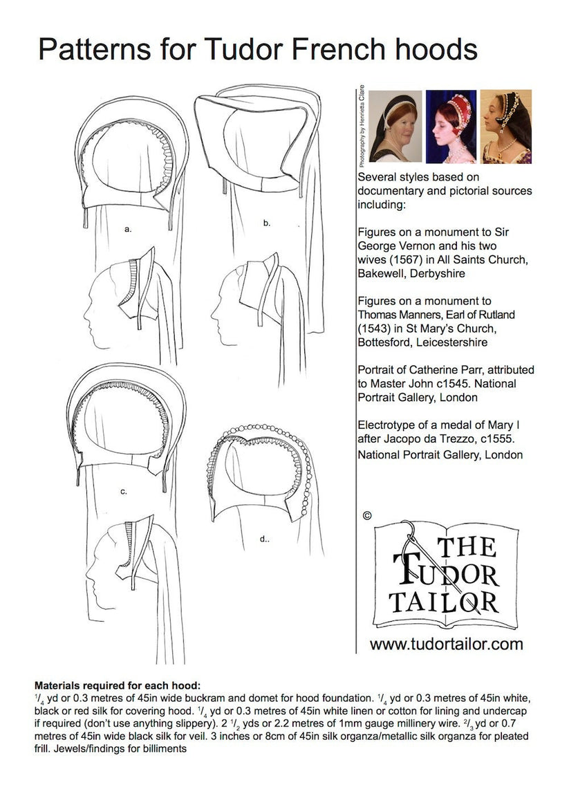 Pattern for Tudor woman's French hood with variations – The Tudor Tailor
