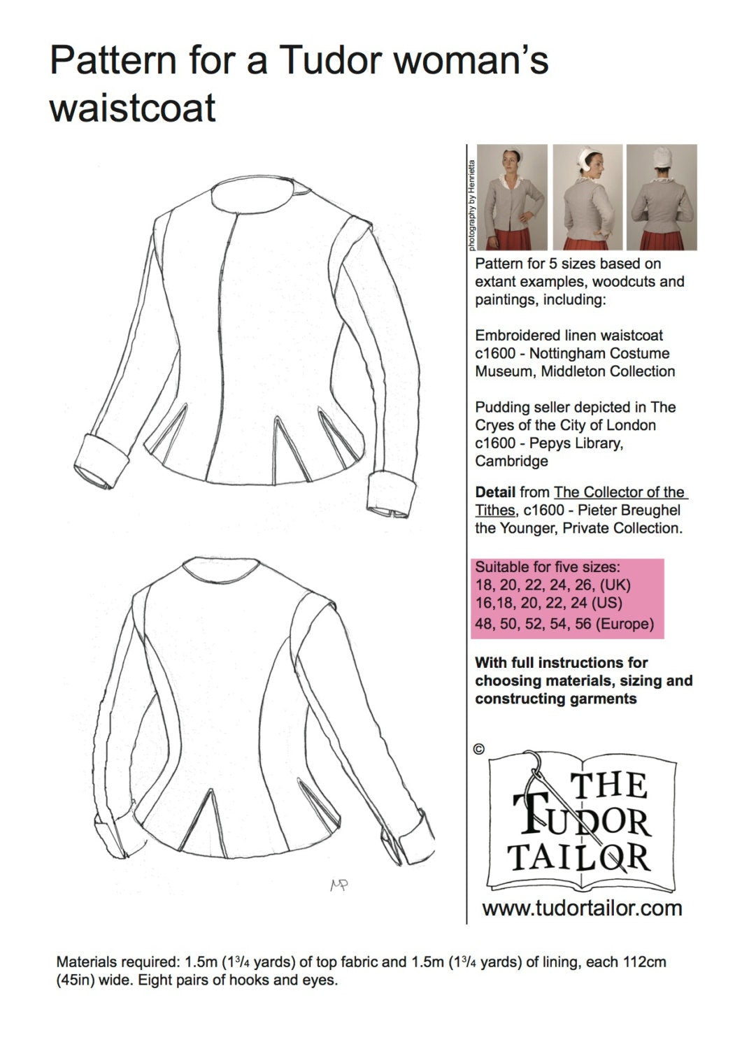 Pattern for late Tudor woman's waistcoat – The Tudor Tailor